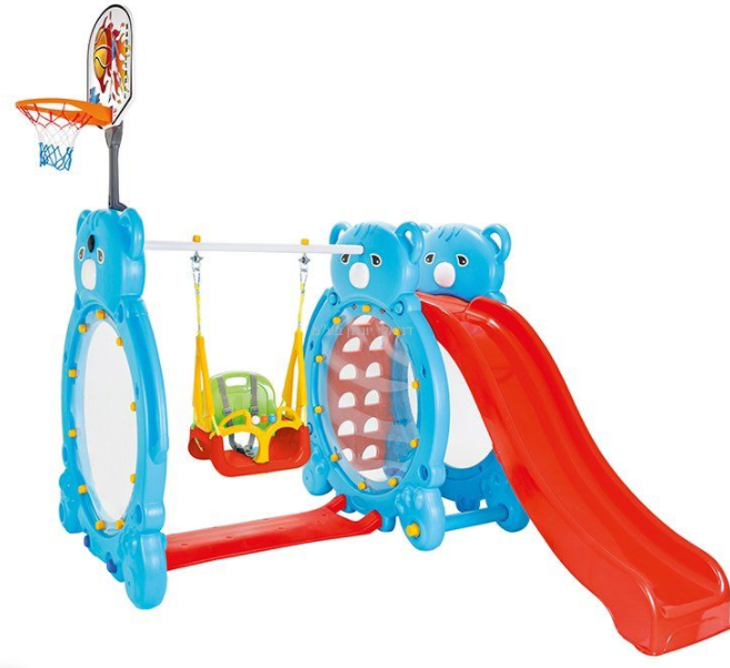 מתקן פנדה נדנדה ומגלשה | מתקני חצר מפלסטיק | מתקני חצר